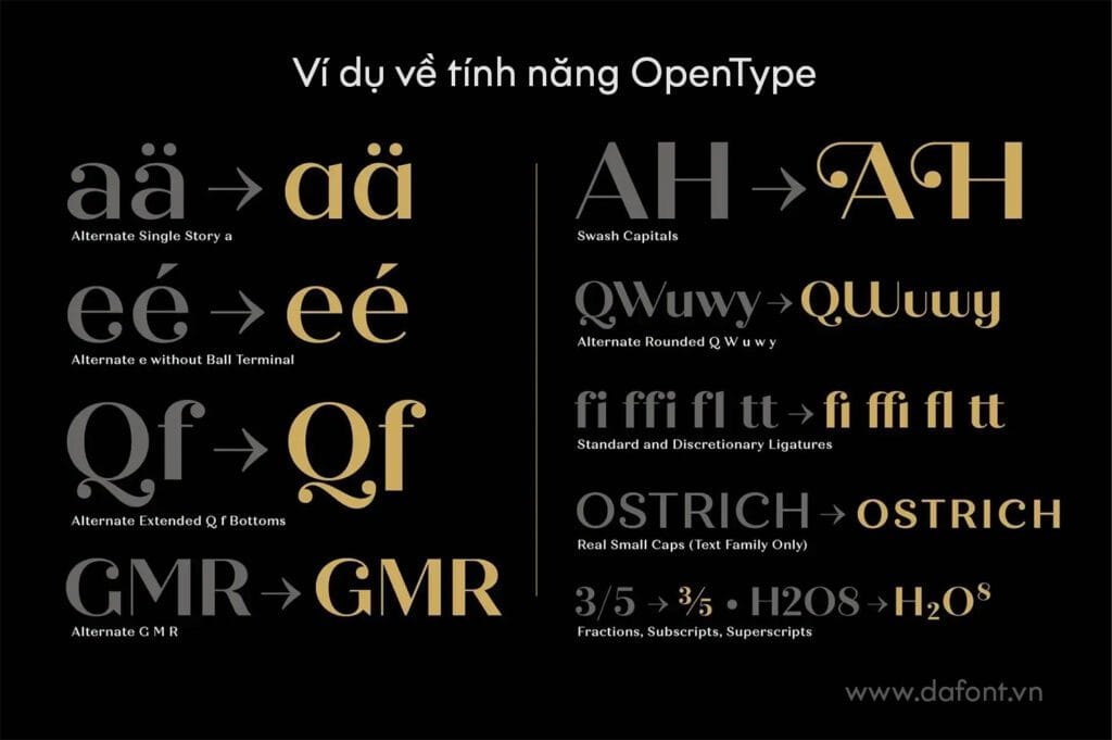 Tìm hiểu tính năng OpenType Font