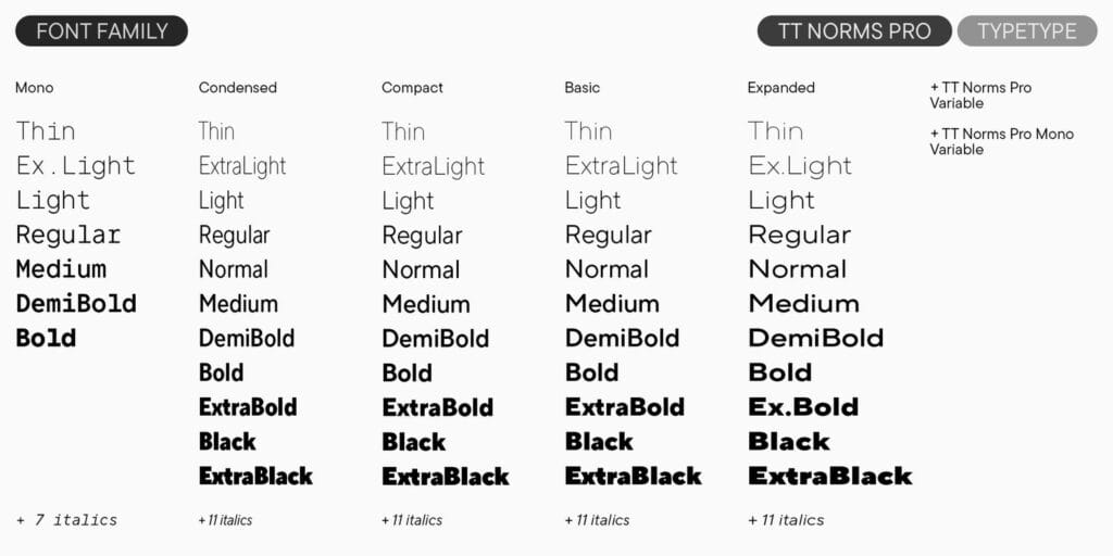 TT Norms Pro Font Family (Update 2025) - Có tiếng Việt